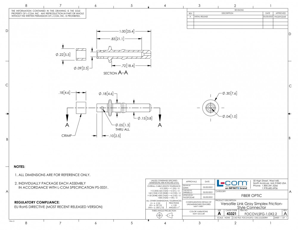 FOCOVLSFG-1.0X2.2 technical document page