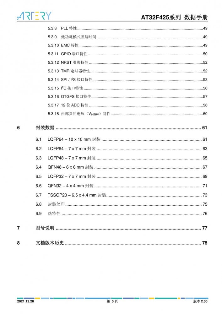 AT32F425 datasheet page 5