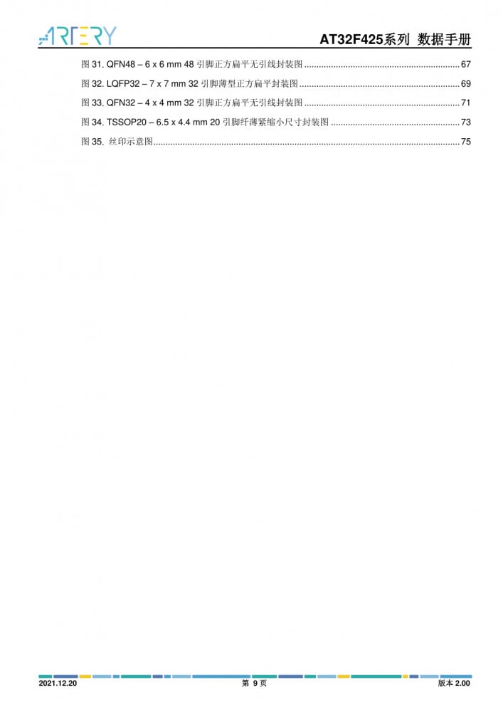 AT32F425 datasheet page 9