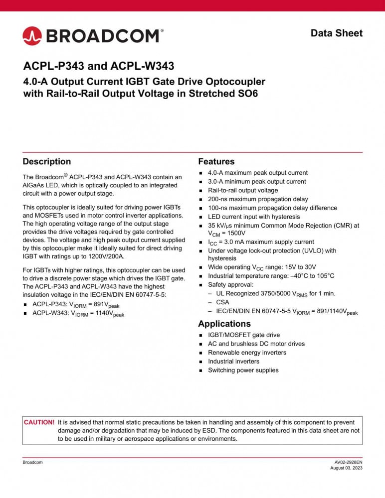 ACPL-W343 datasheet page 1