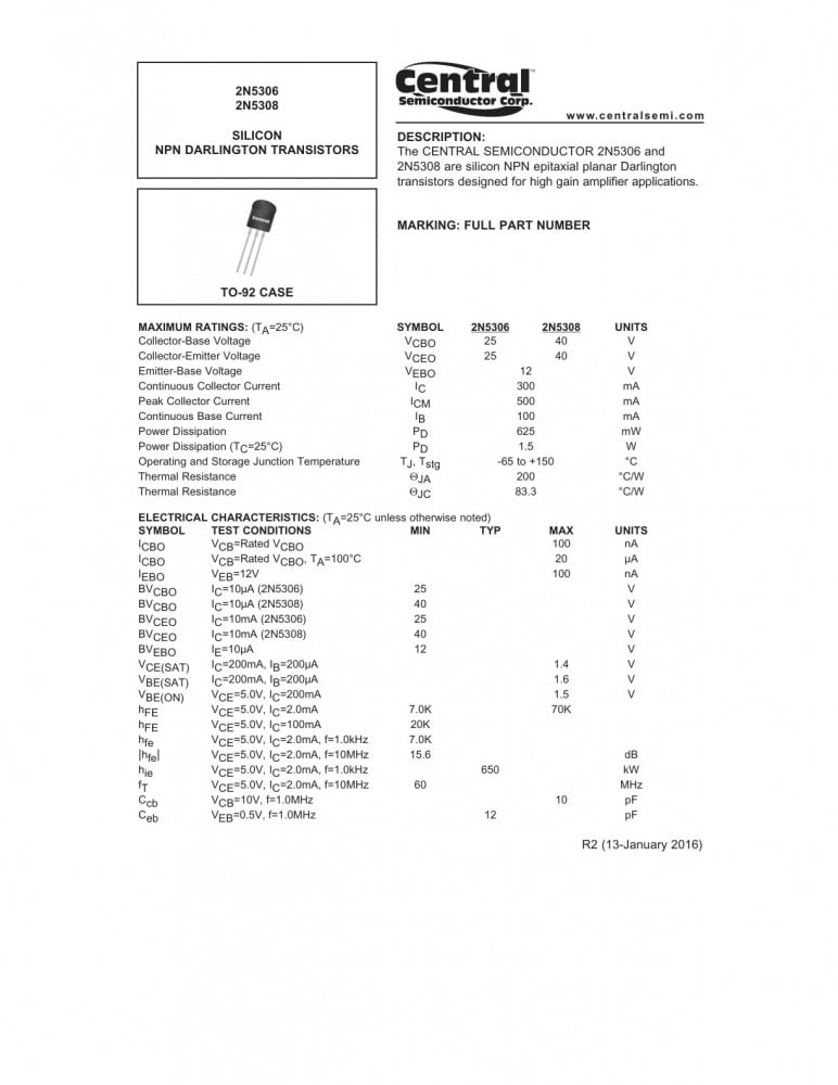 2N5306 TIN/LEAD datasheet page 1