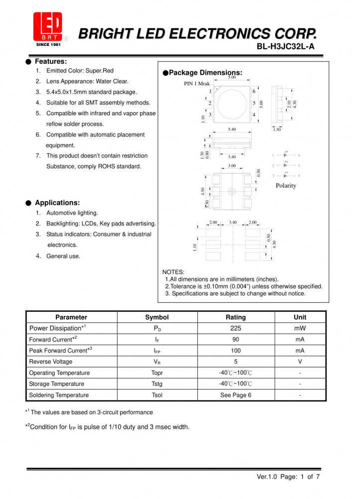 BL-H3JC32L-A datasheet page 1