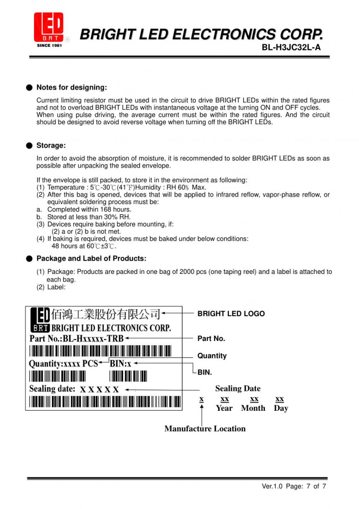 BL-H3JC32L-A datasheet page 7