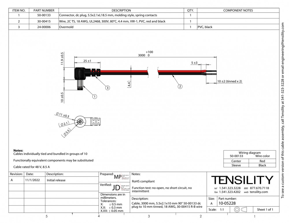 Tensility 10-05228 product drawing and assembly information