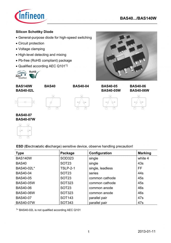 BAS40E6433 technical document page 1