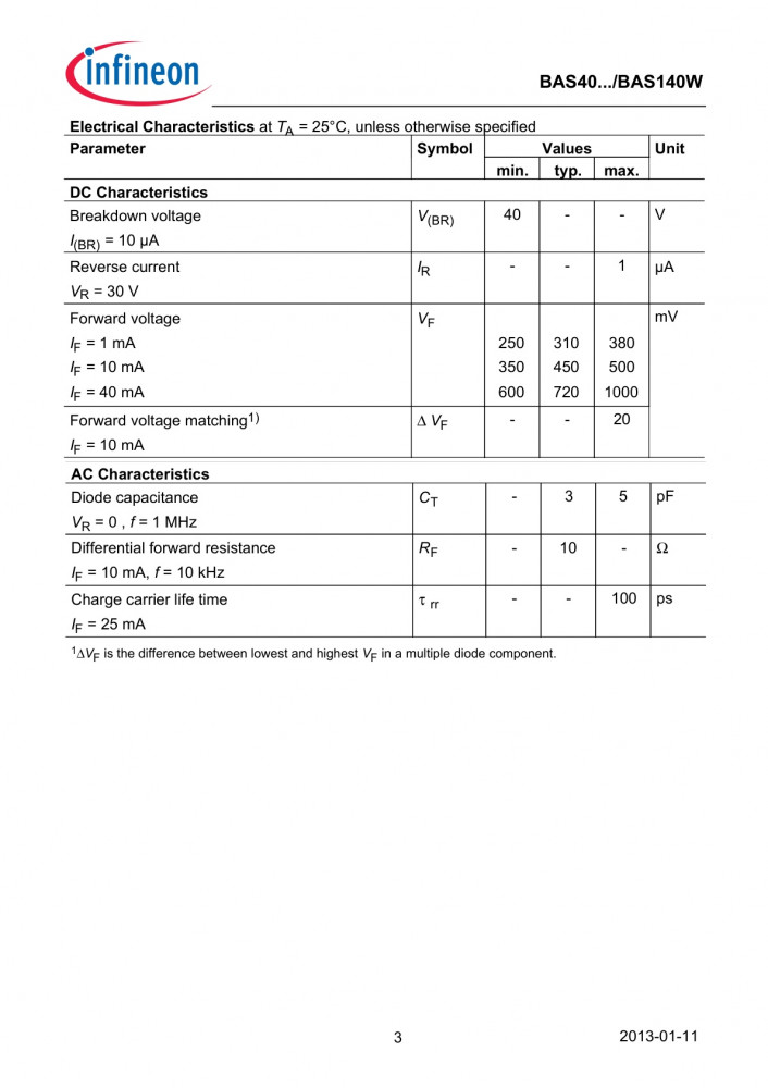 BAS40E6433 technical document page 3