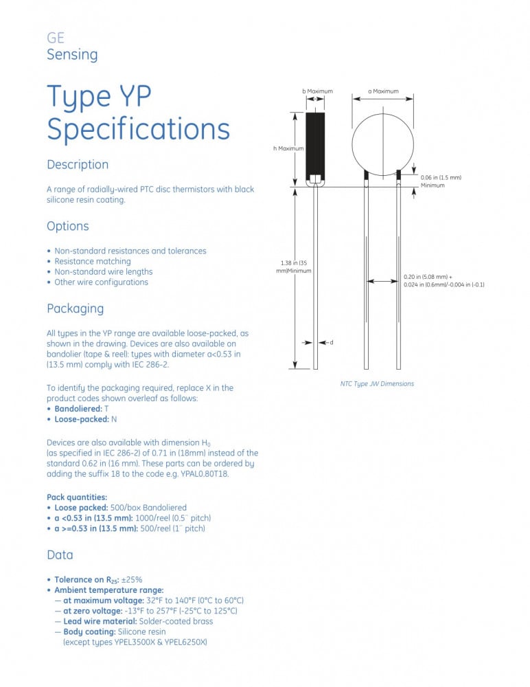 Type YP datasheet page 2