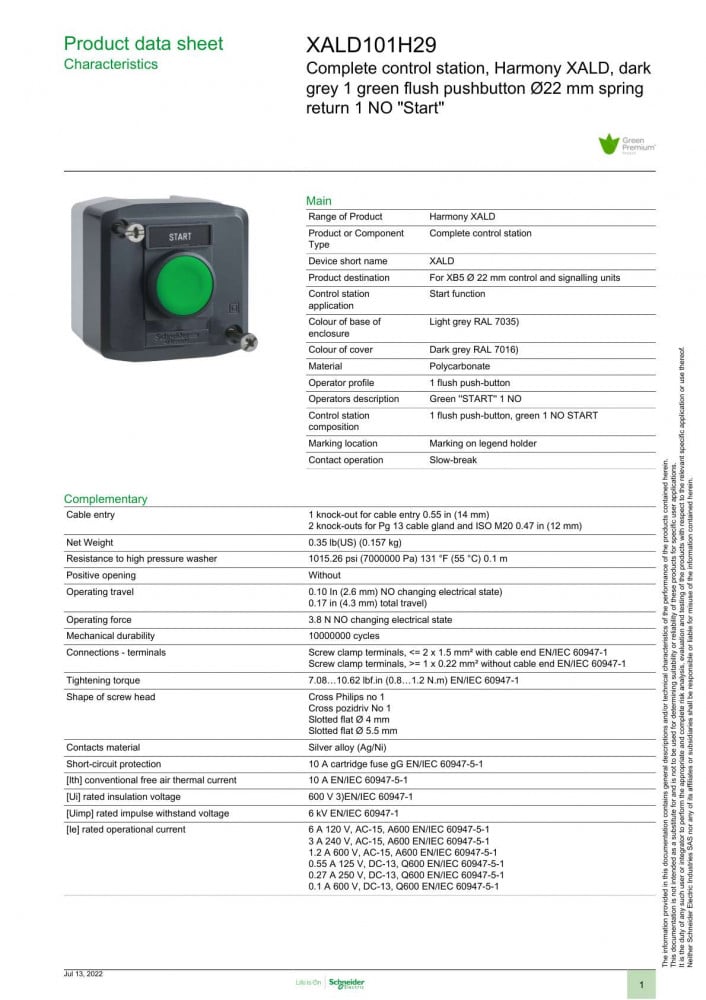 XALD101H29 technical document page 1