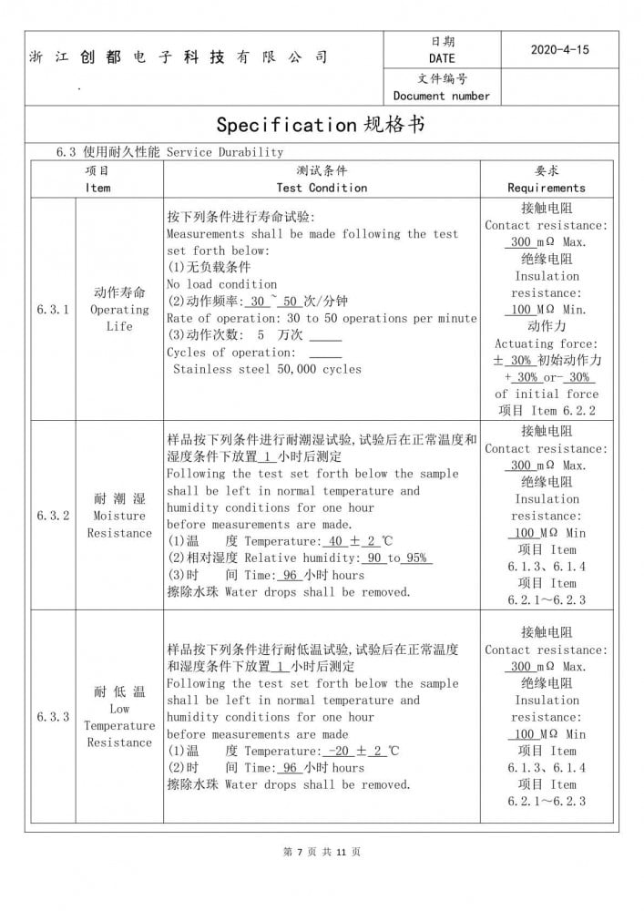 CAX TS1107S specification page 7