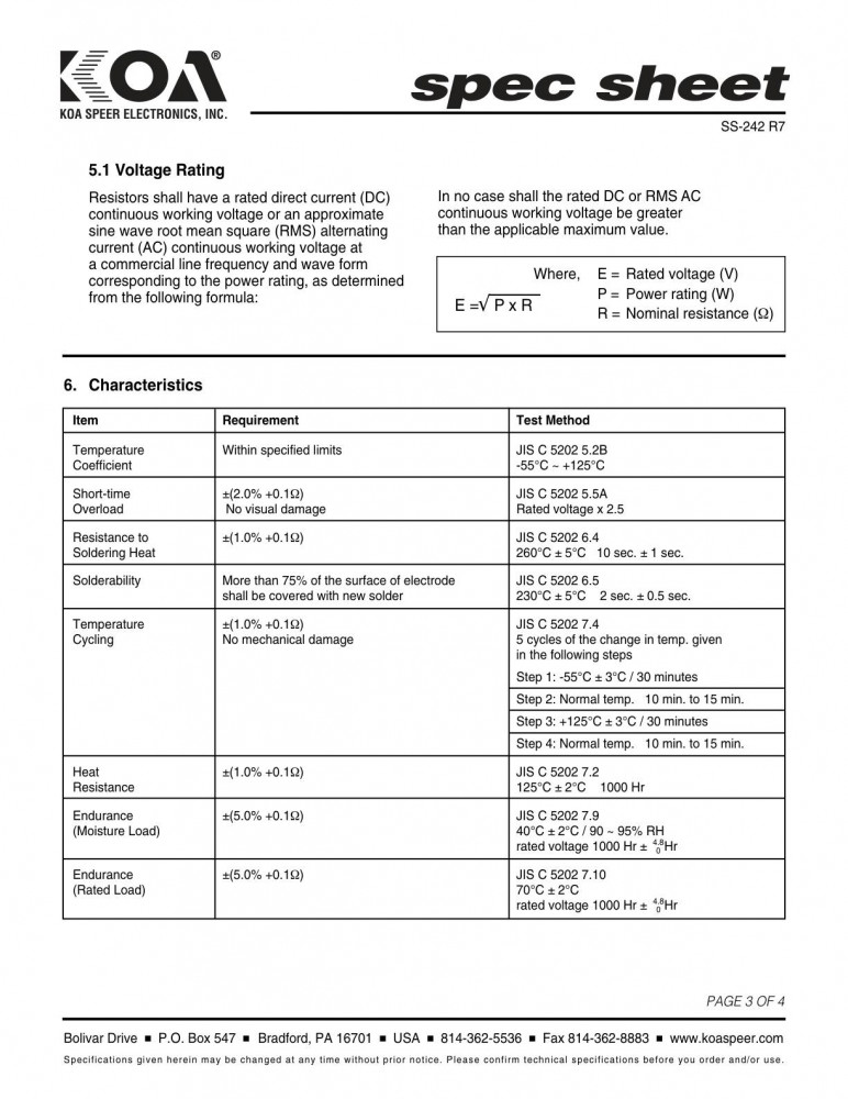 KOA CN1J4K resistor array datasheet page 3