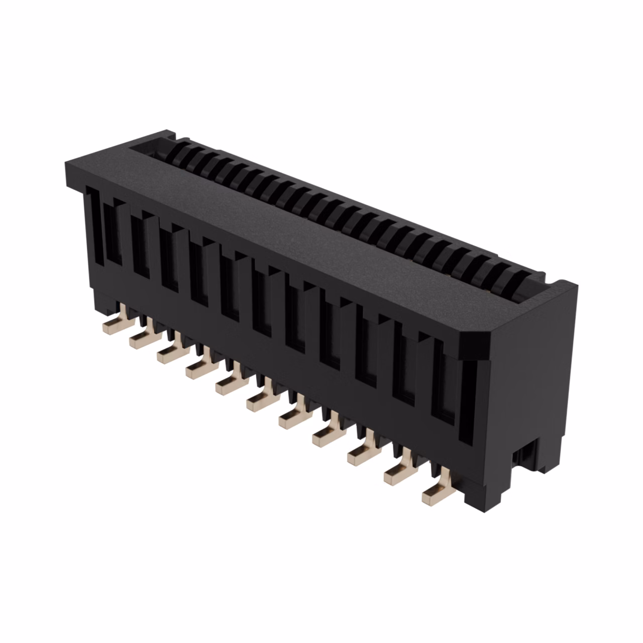 Easy-On FFC/FPC Connector, 0.50mm Pitch, Surface Mount, Vertical, Non-ZIF, Reverse Footprint, Tin Bismuth Plating, Long Terminal Type, Black, 21 Circuits for sale