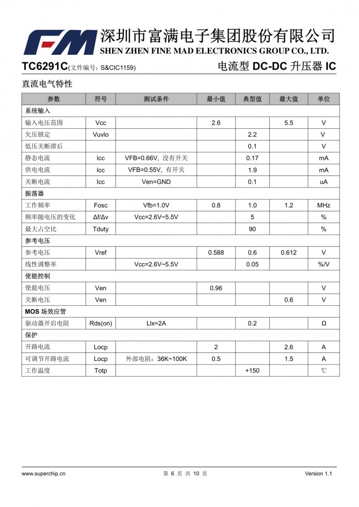 TC6291C datasheet page 6