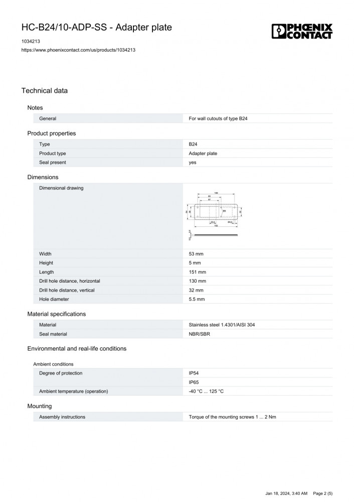 Phoenix Contact 1034213 technical document page 2
