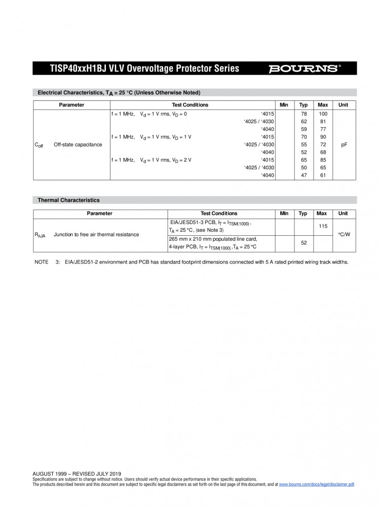 TISP4015H1BJR-S datasheet page 3