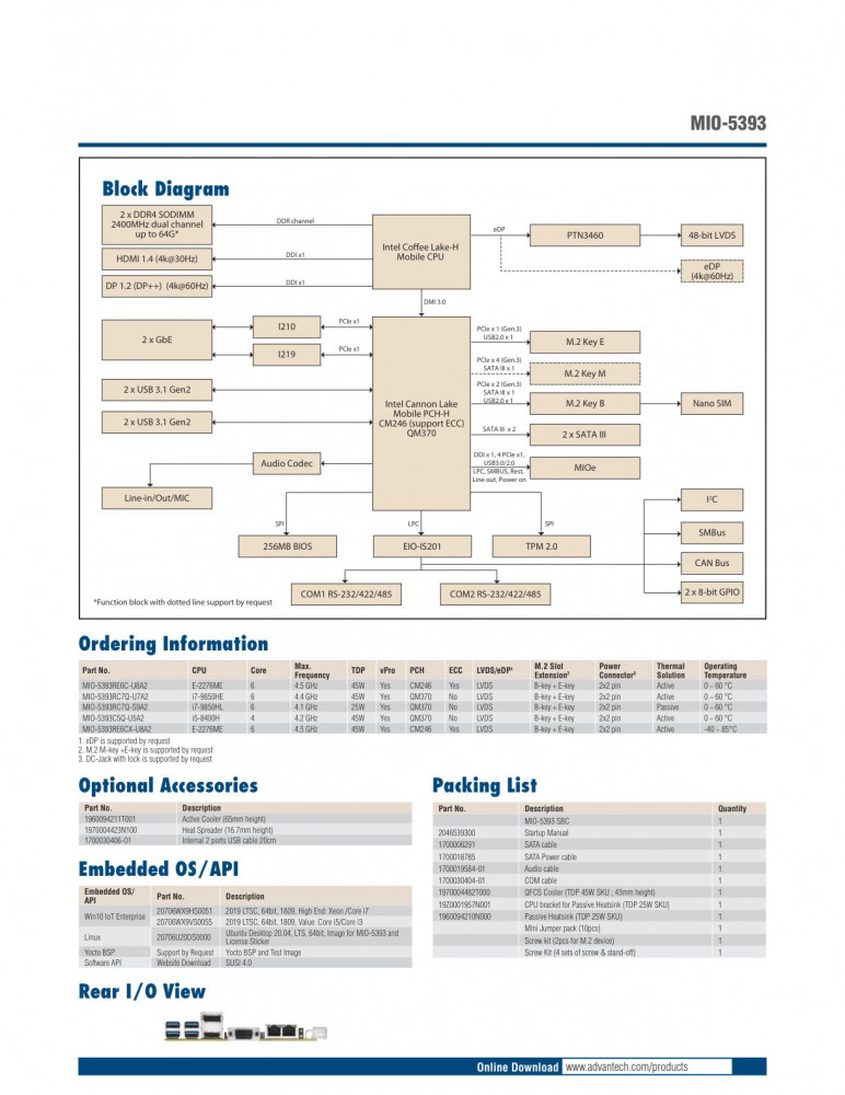 MIO-5393 technical document page 2