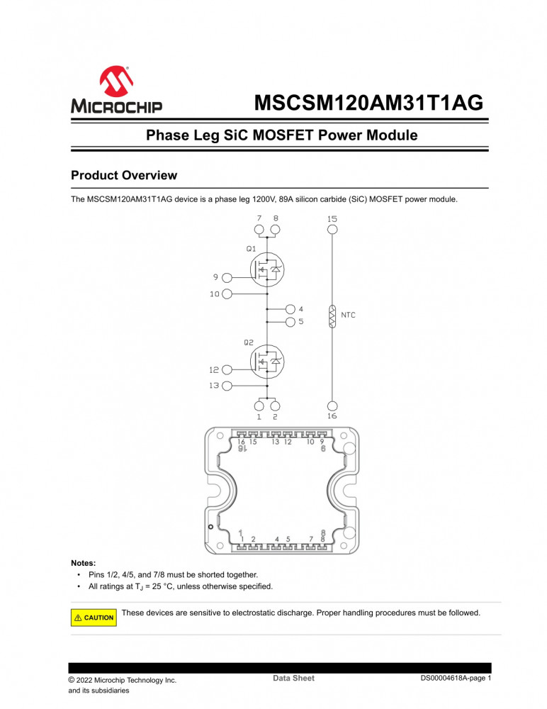 MSCSM120AM31T1AG datasheet page 1