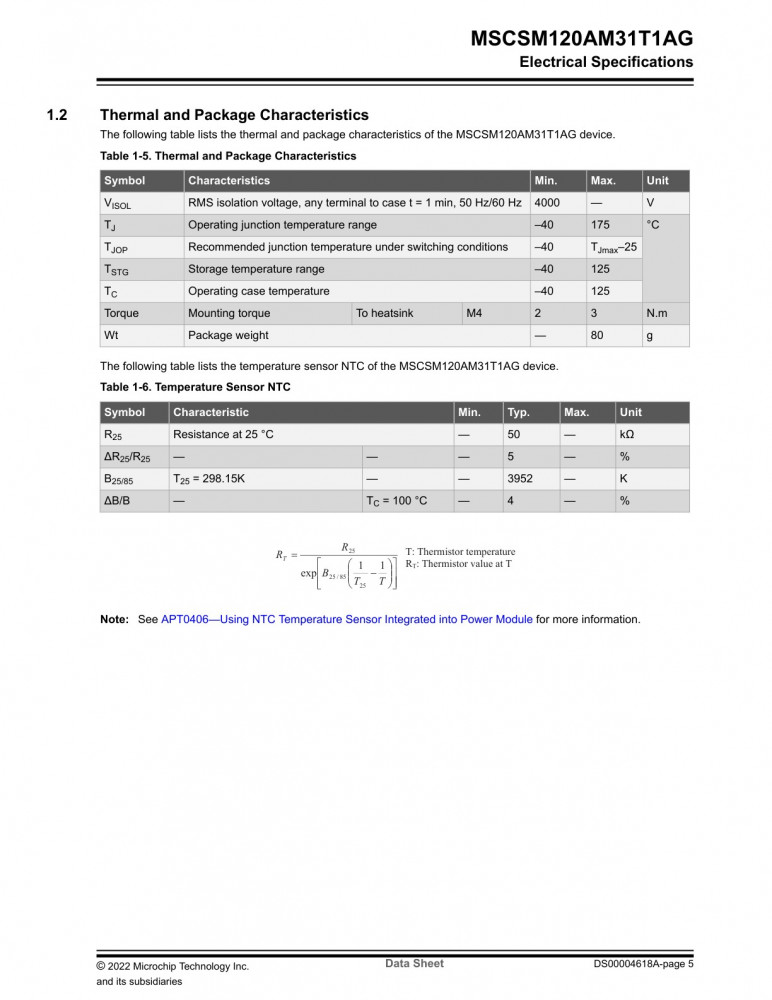 MSCSM120AM31T1AG datasheet page 5
