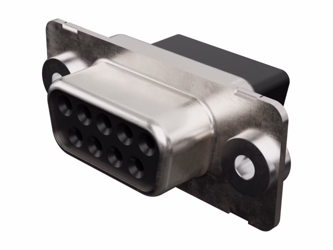 FCT Standard-Density D-Sub Crimp Housing, Female, Shell without Dimples, Float Mount, 9 Circuits, Black Front and Rear Insulator for sale
