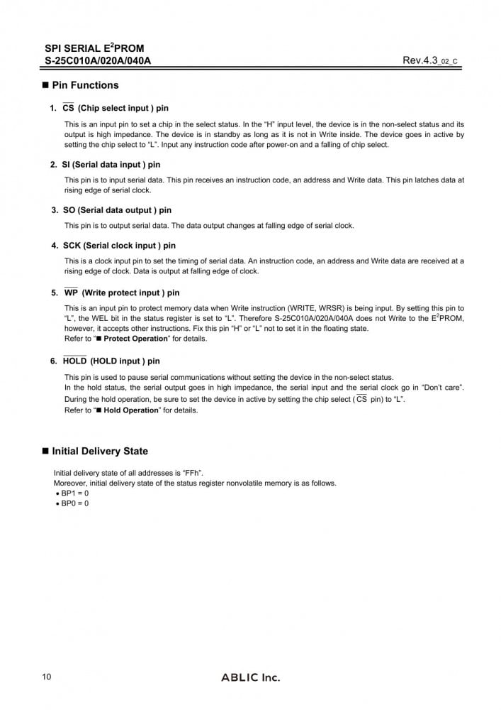 ABLIC S-25C010A0I-K8T3U datasheet page 10
