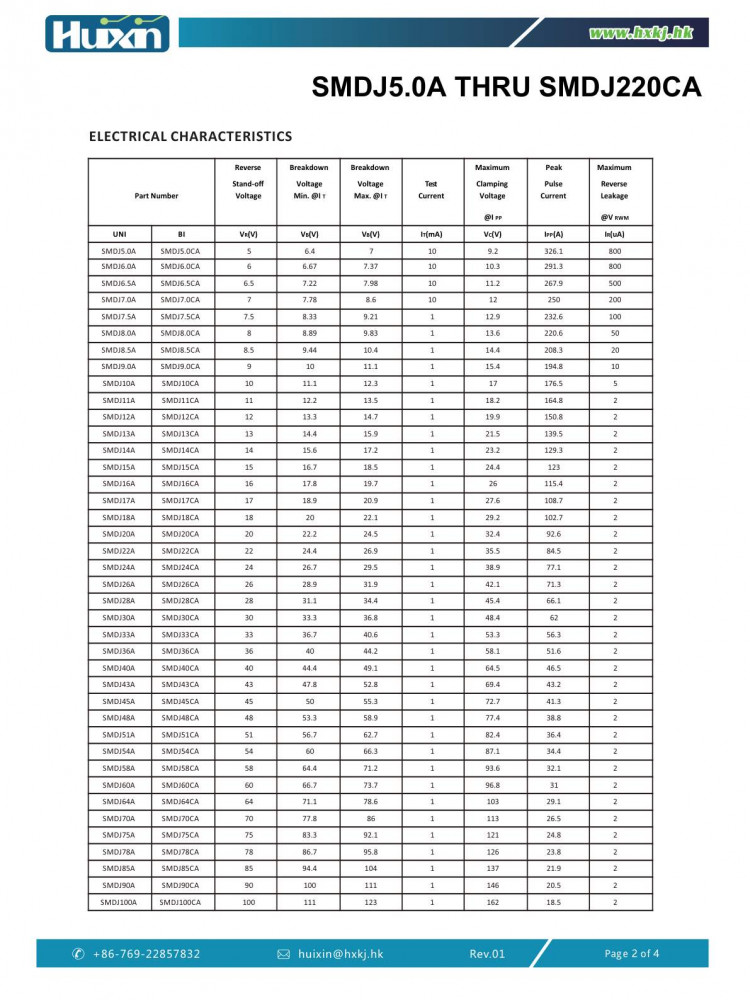 Huixin SMDJ series datasheet page 2