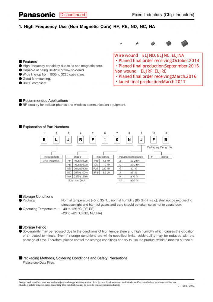 PANASONIC ELJ series datasheet page 1