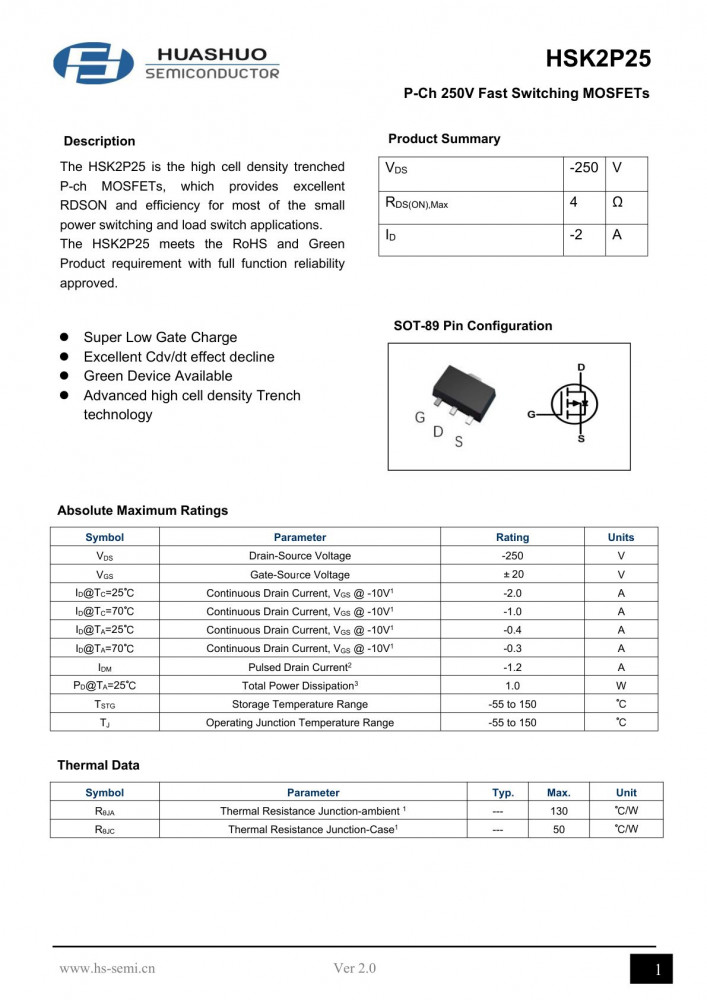 HSK2P25 datasheet page 1