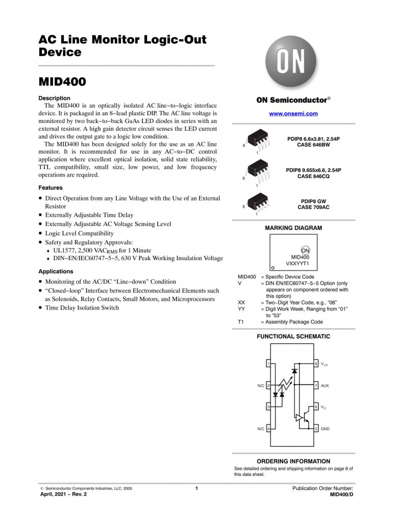 MID400SDV datasheet page 1