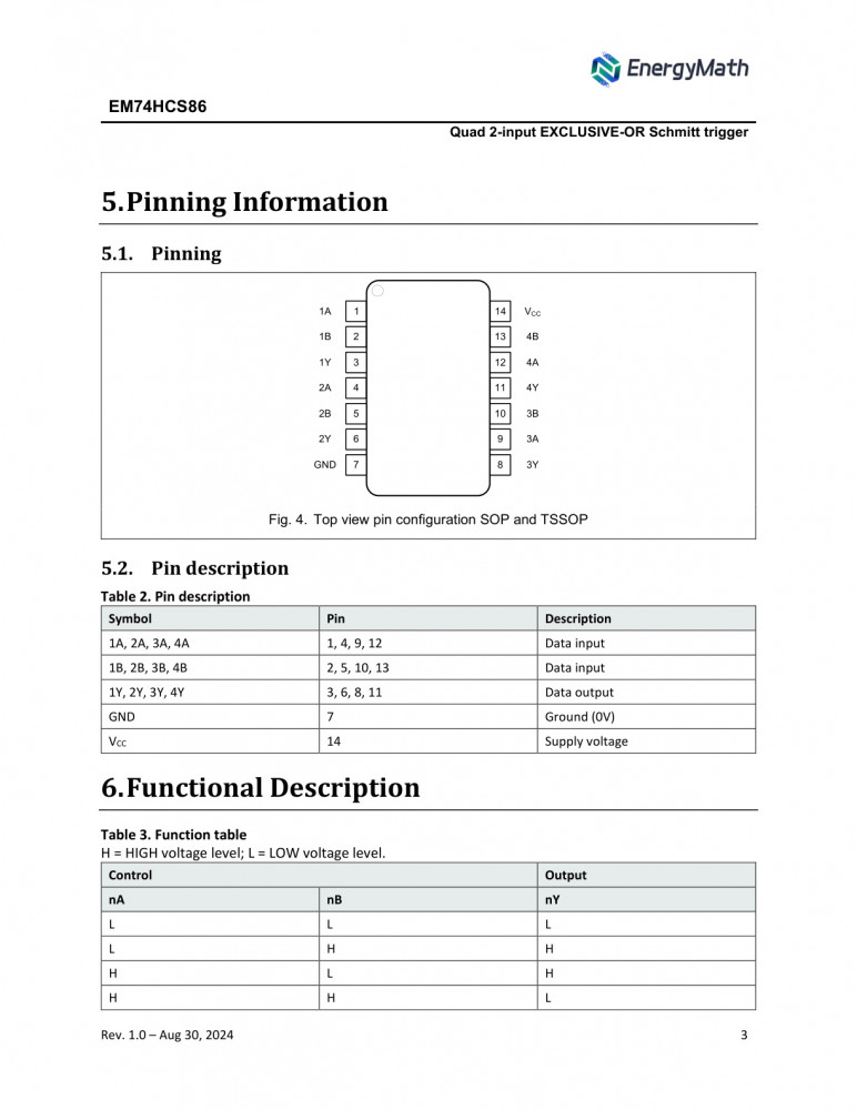 EM74HCS86D datasheet page 3
