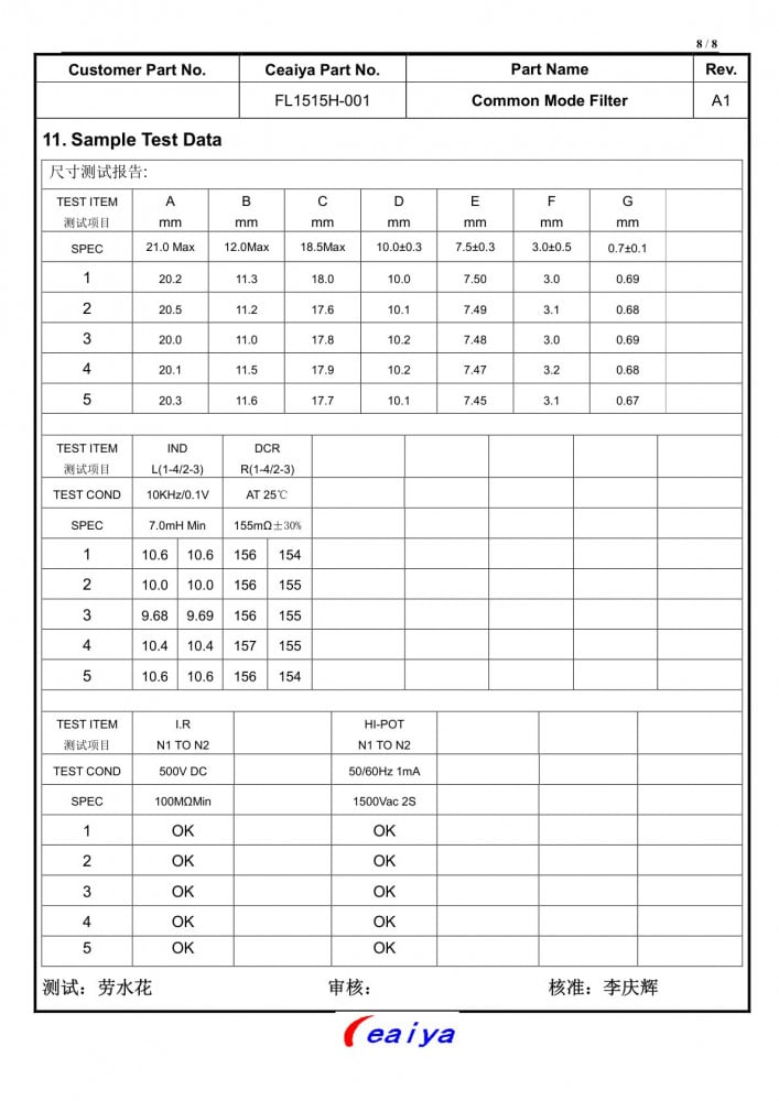 FL1515H-001 specification page 8