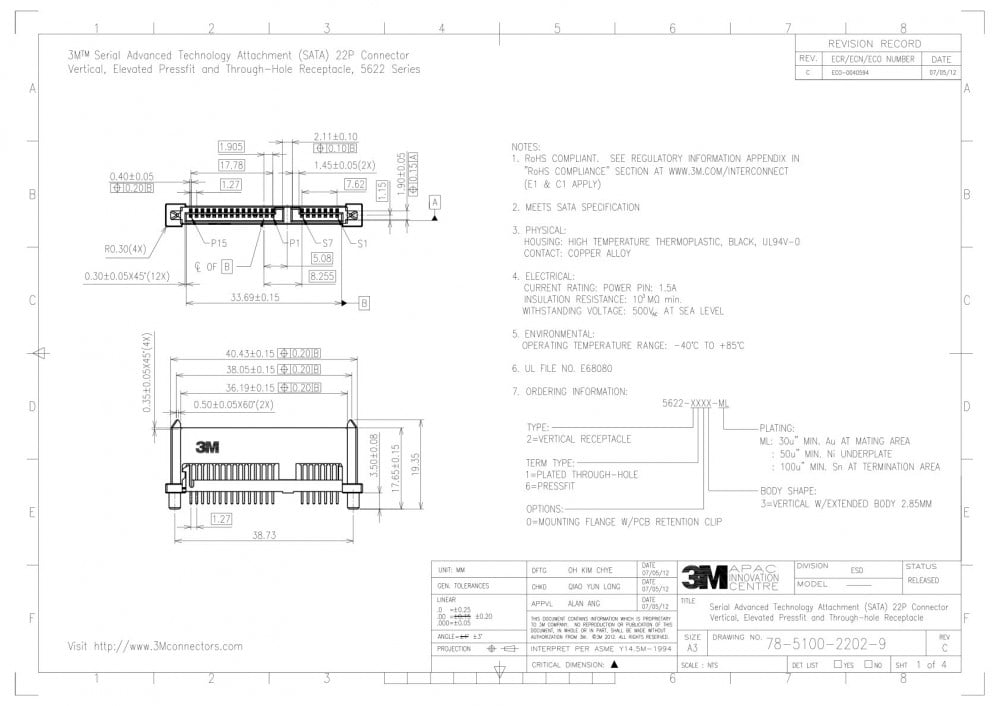 3M 5622-2103-ML drawing page 1