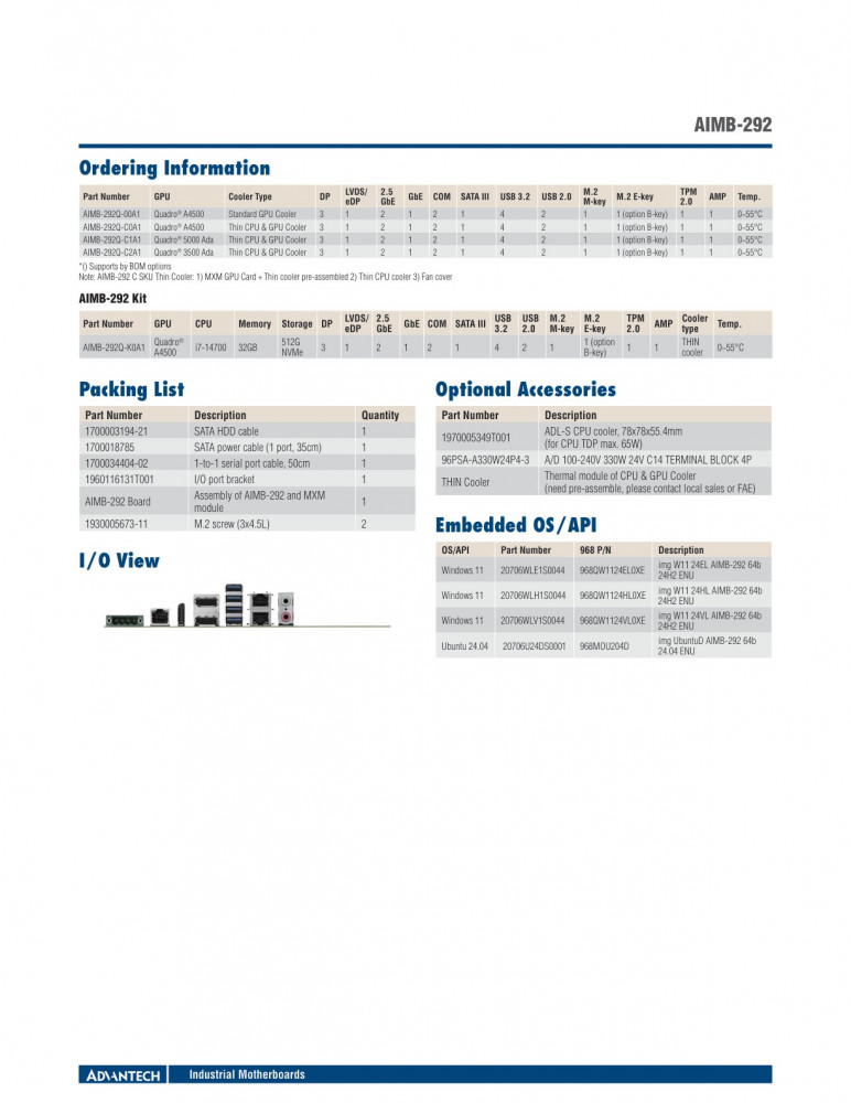 AIMB-292 product document, page 3