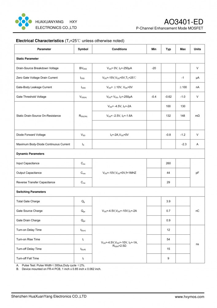 AO3401-ED datasheet page 2