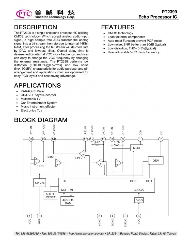 PT2399-SN datasheet page 1