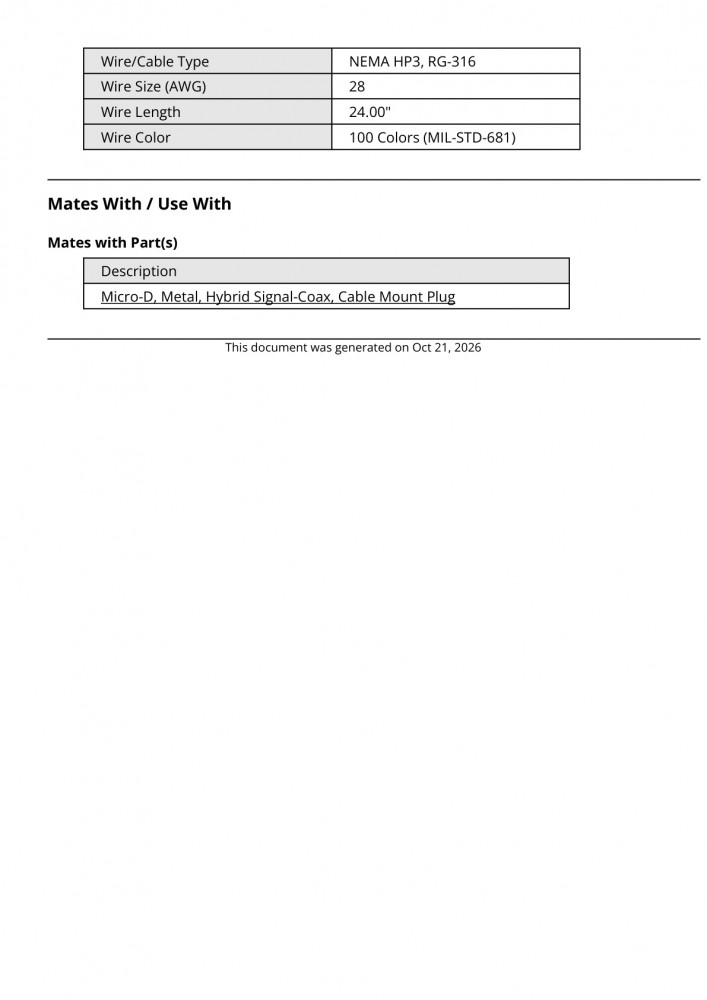 Technical document page 3 for the connector series