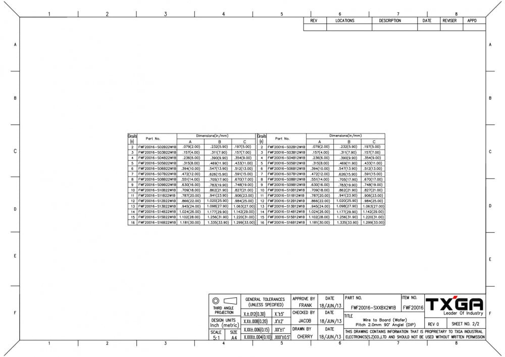 TXGA FWF20016 drawing page 2
