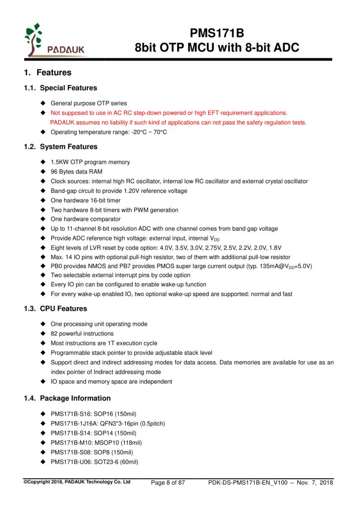 PMS171B datasheet page 8