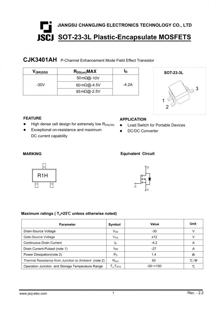 CJK3401AH datasheet page 1