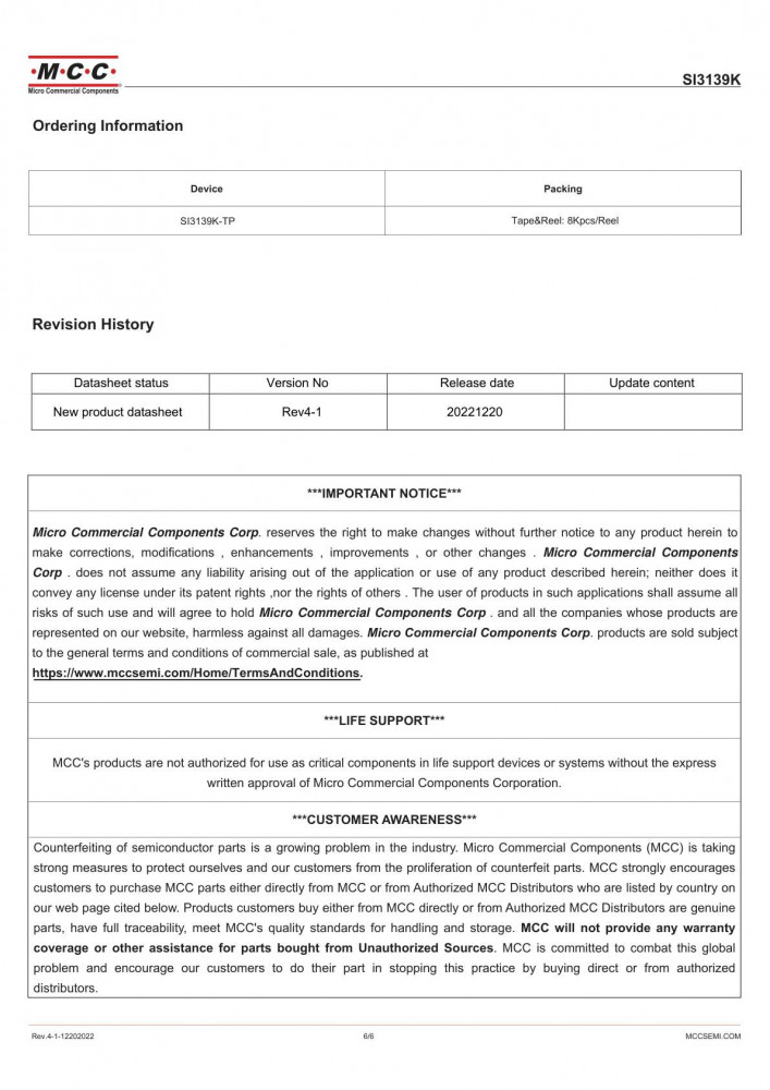 SI3139K-TP datasheet page 6