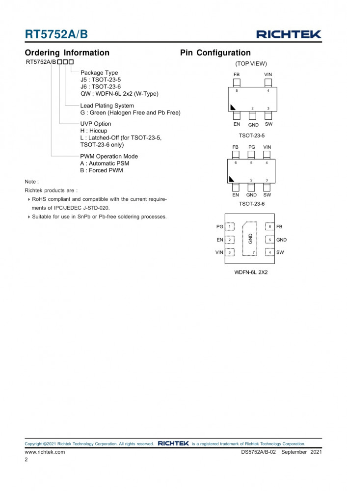 RT5752BHGJ5 datasheet page 2