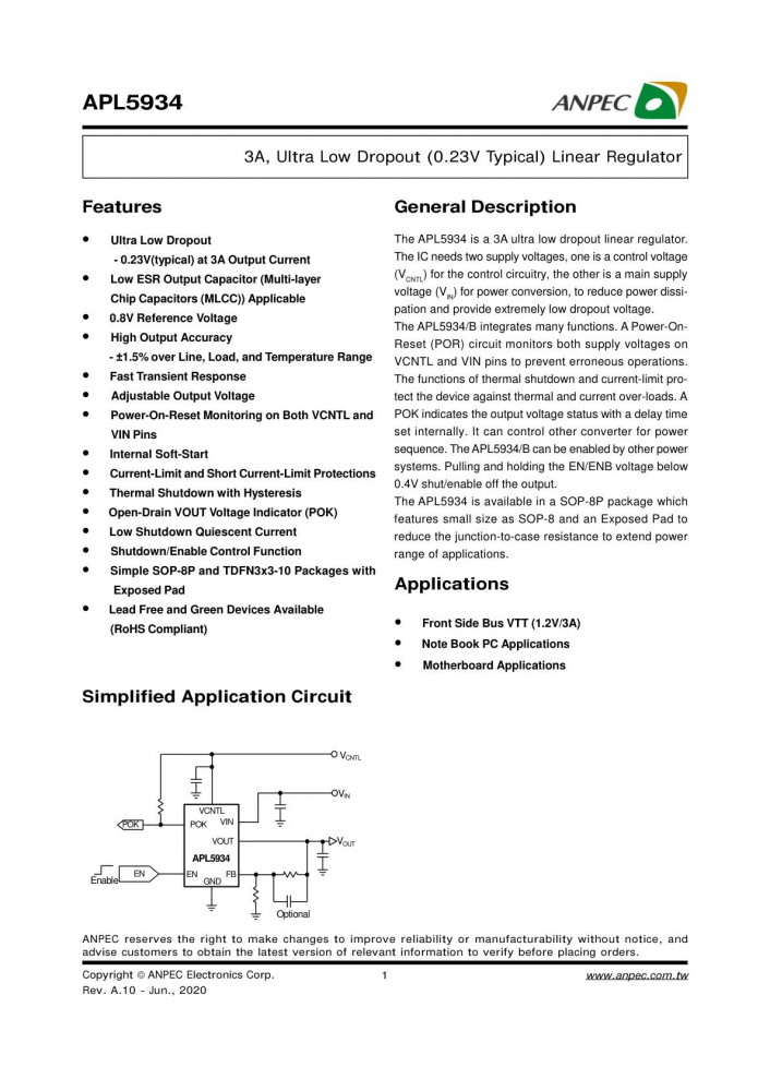 APL5934 datasheet page 1