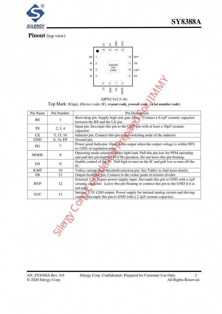 SY8388ARHC datasheet page 2