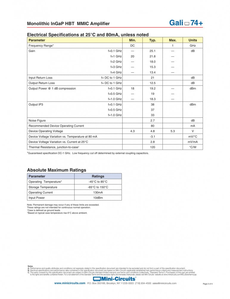 GALI-74+ datasheet page 2