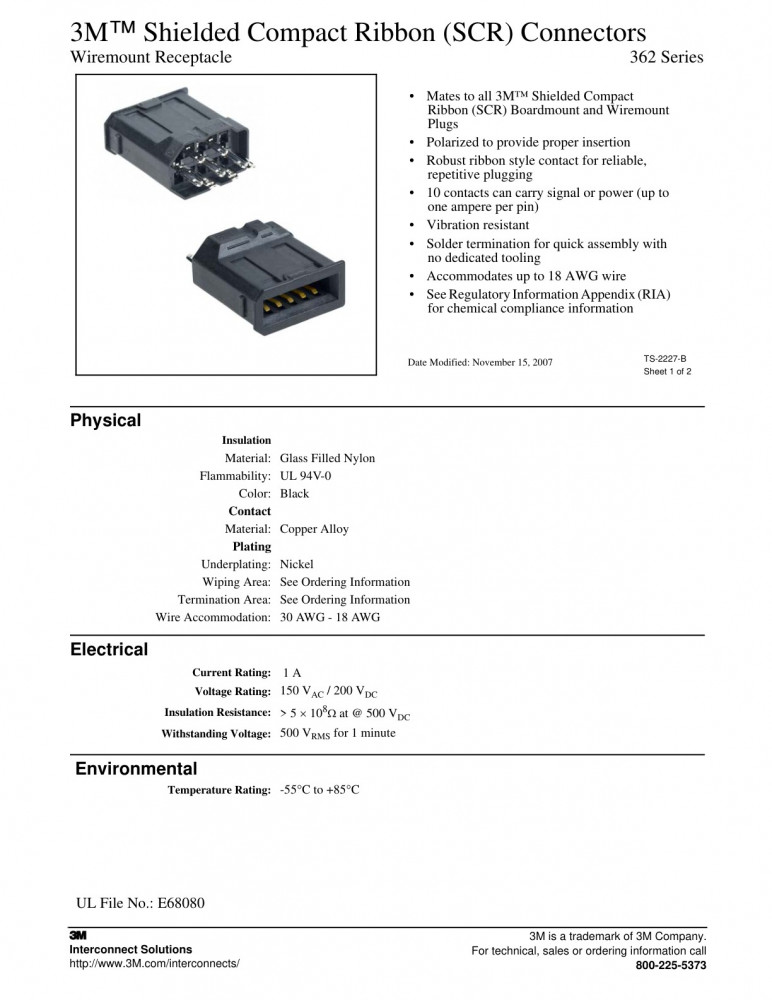 3M 36210-0100FD TS-2227-B technical drawing page 1