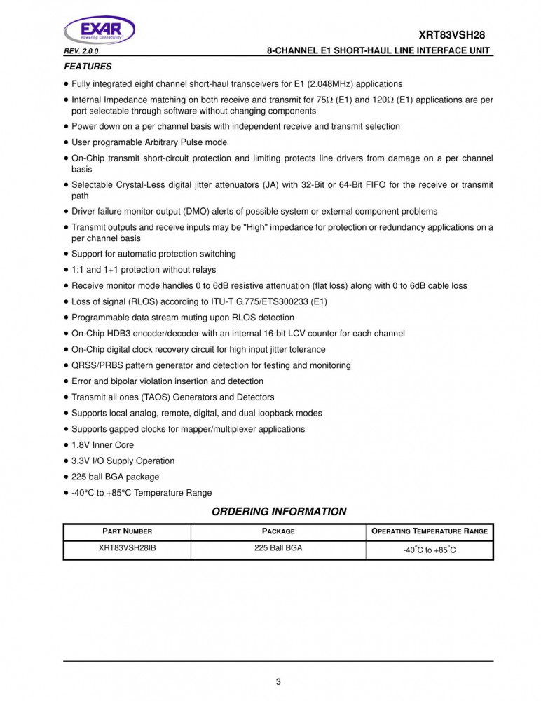 XRT83VSH28IB-F datasheet page 3