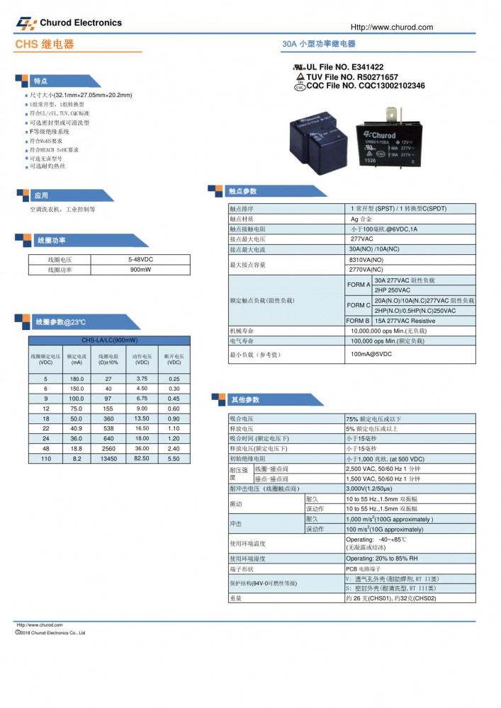CHS relay datasheet page 1