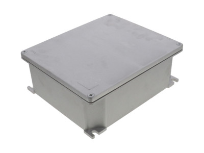 Enclosure, Die-cast Aluminum, S-8000 Series, with External Mounting Flanges, 307 x 257 x 121mm Outside Dimensions, Grey RAL 7037