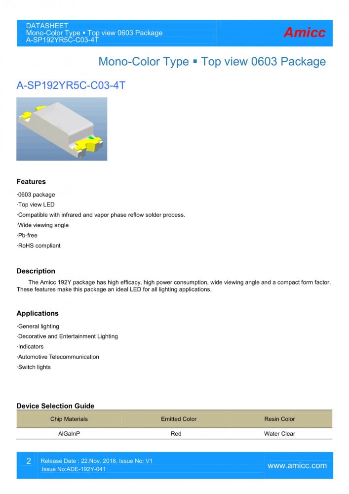 A-SP192YR5C-C03-4T datasheet page 2