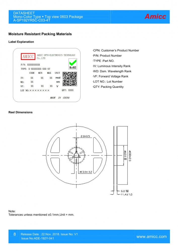 A-SP192YR5C-C03-4T datasheet page 8