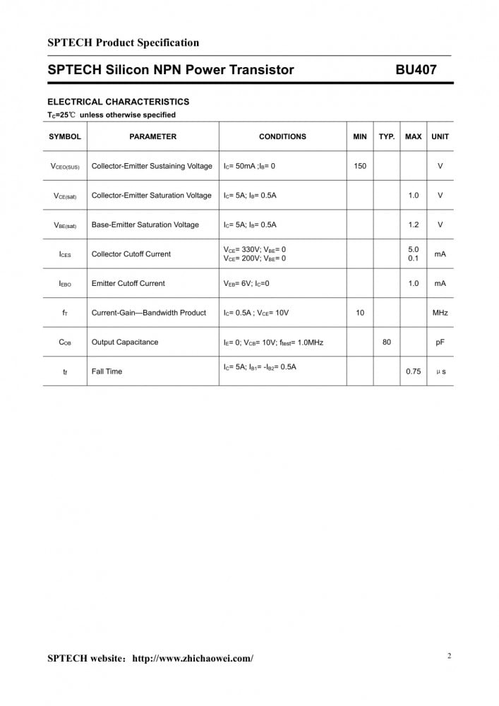 BU407 datasheet page 2