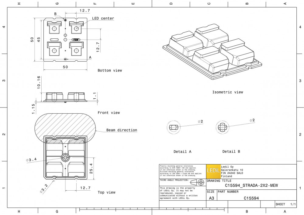 Ledil C15594 STRADA-2X2-MEW product drawing preview